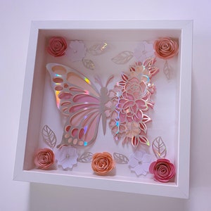 Butterfly and Roses Shadow Box Frame Birthday Giftchristmas - Etsy
