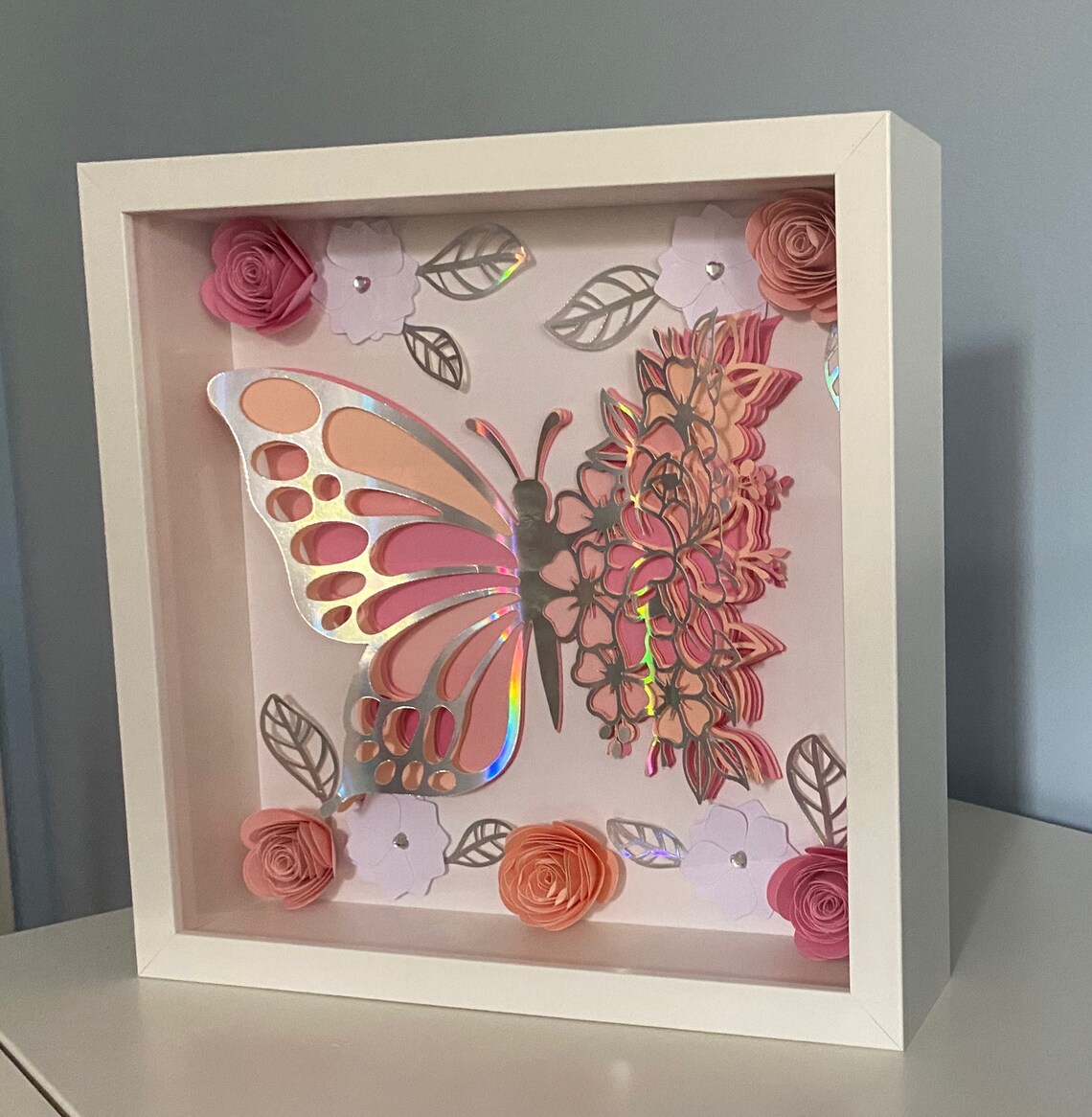 Butterfly and Roses Shadow Box Frame Birthday Giftchristmas - Etsy