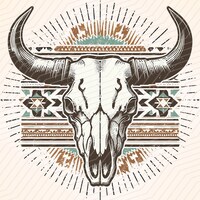 Roses With Aztec Bull Skull Png Sublimation Design Download, Bull Skull ...
