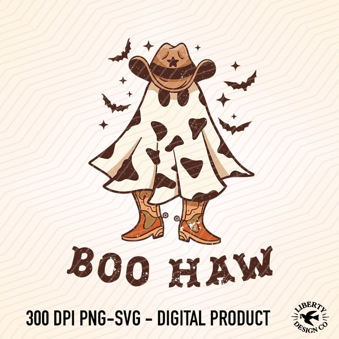 Boo Haw Png Svg, Western Ghost Png, Retro Halloween Design, Cowboy ...