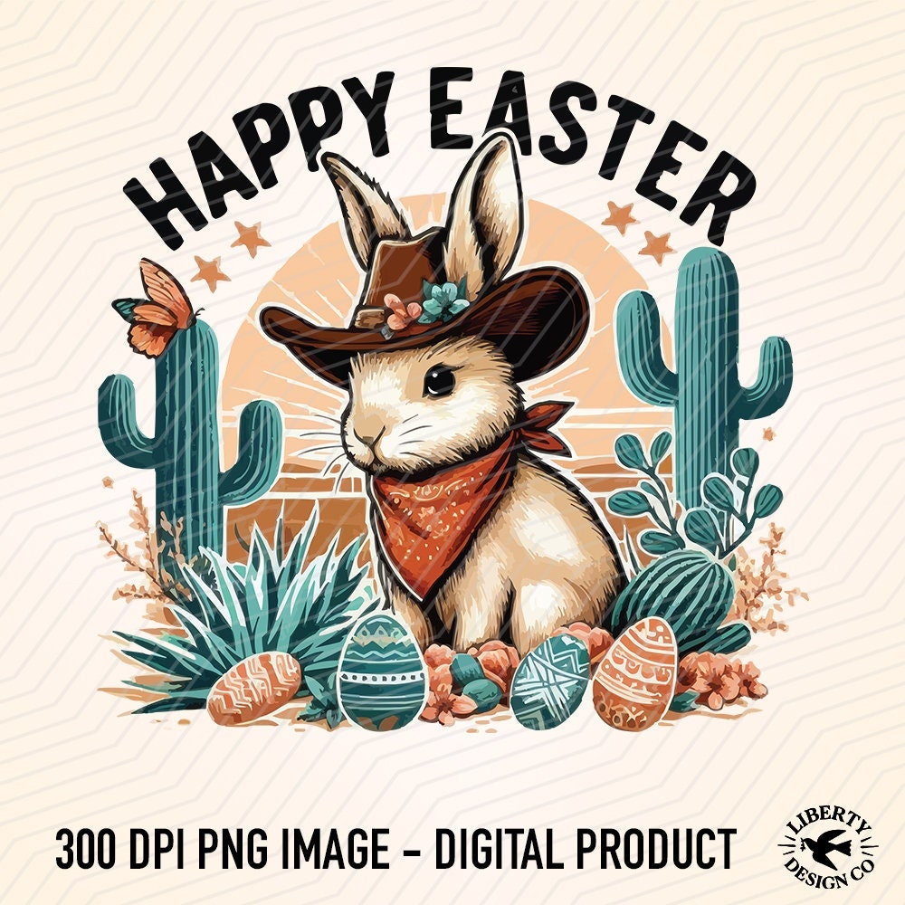 Cute Bunny in the Dessert PNG, Cowboy Rabbit PNG, Easter Rabbit, Cute ...
