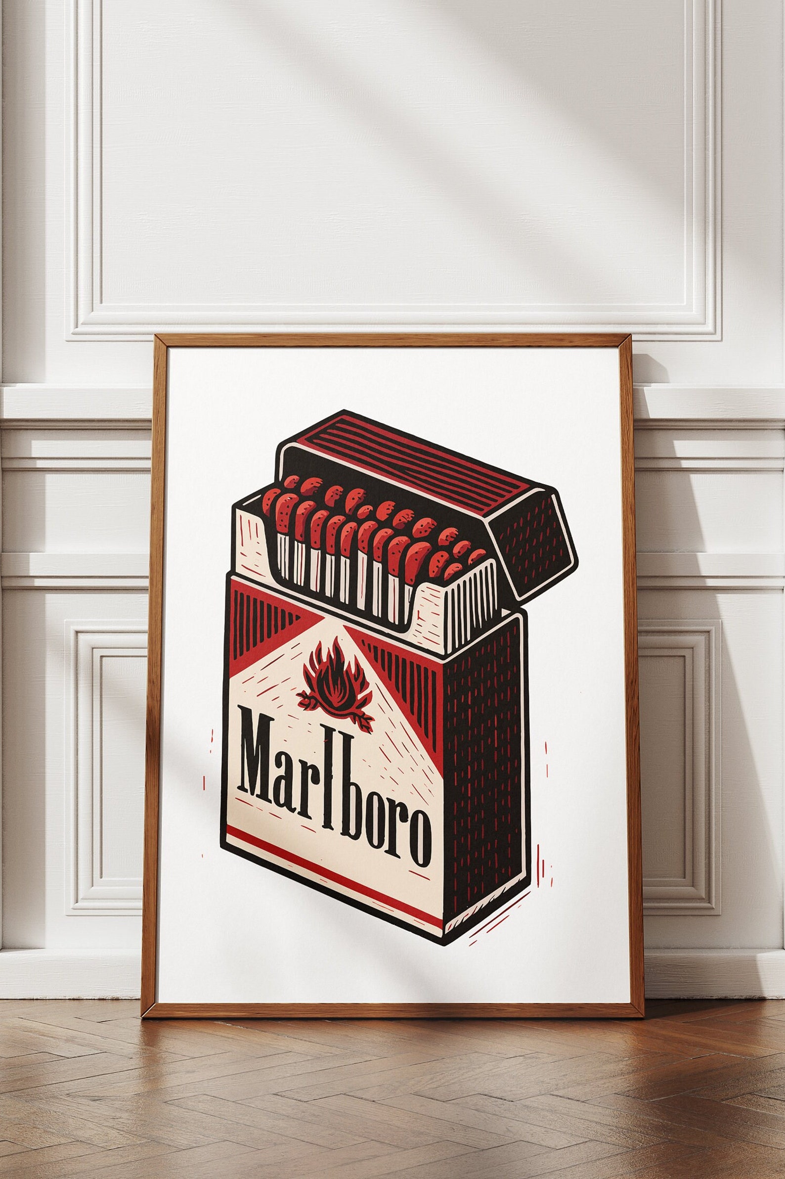 Marlboro Matchbox Print, Matchbox Illustration, Vintage Matchbox Art ...