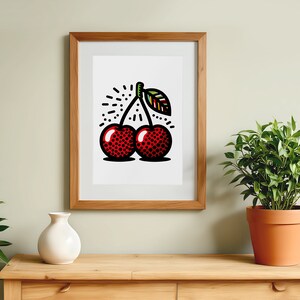 Pop Art Cherry Poster, Cherries Print, Trendy Printable Wall Art, Retro ...