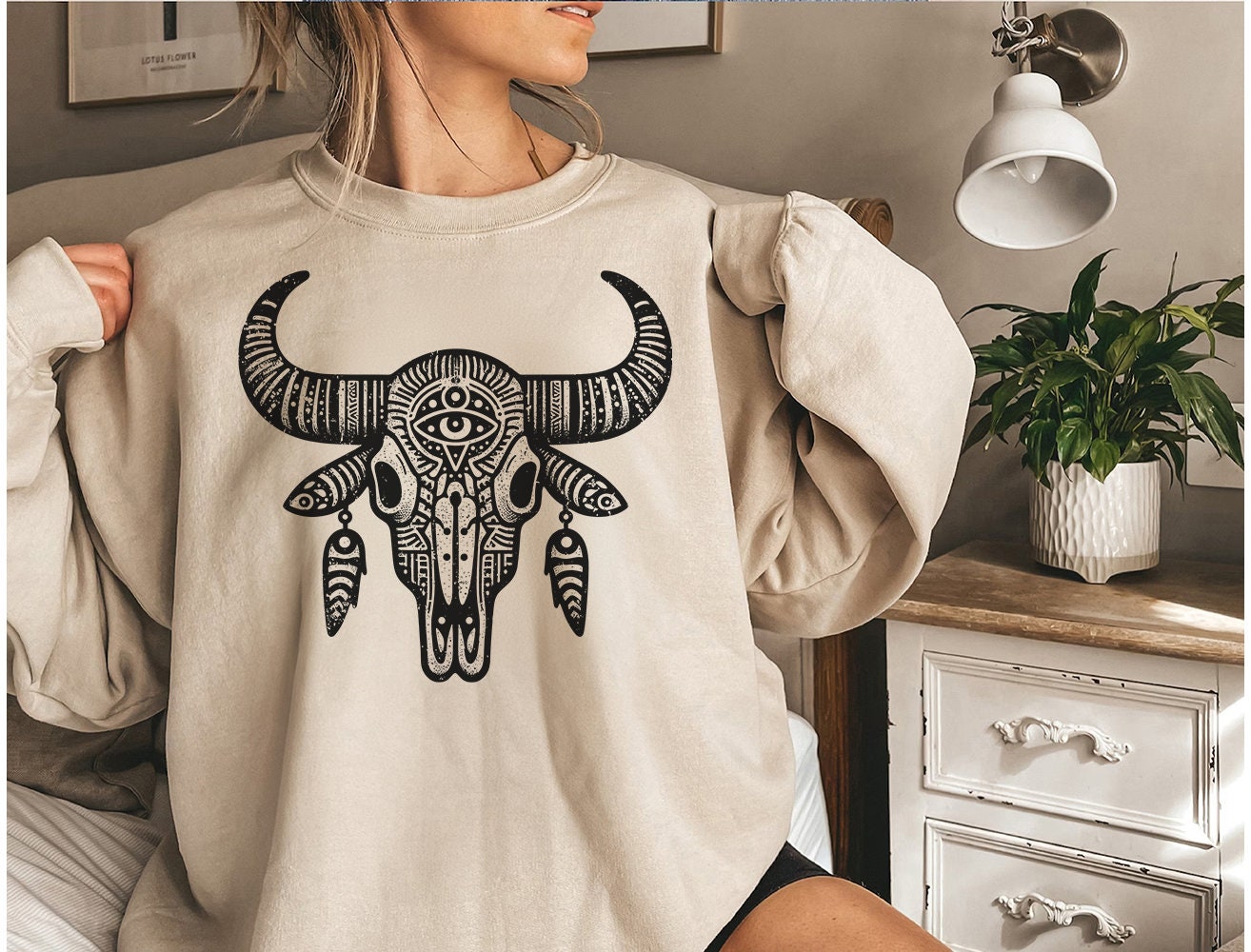 Aztec Cow Skull PNG: Vintage Western Rodeo Sublimation (digital ...