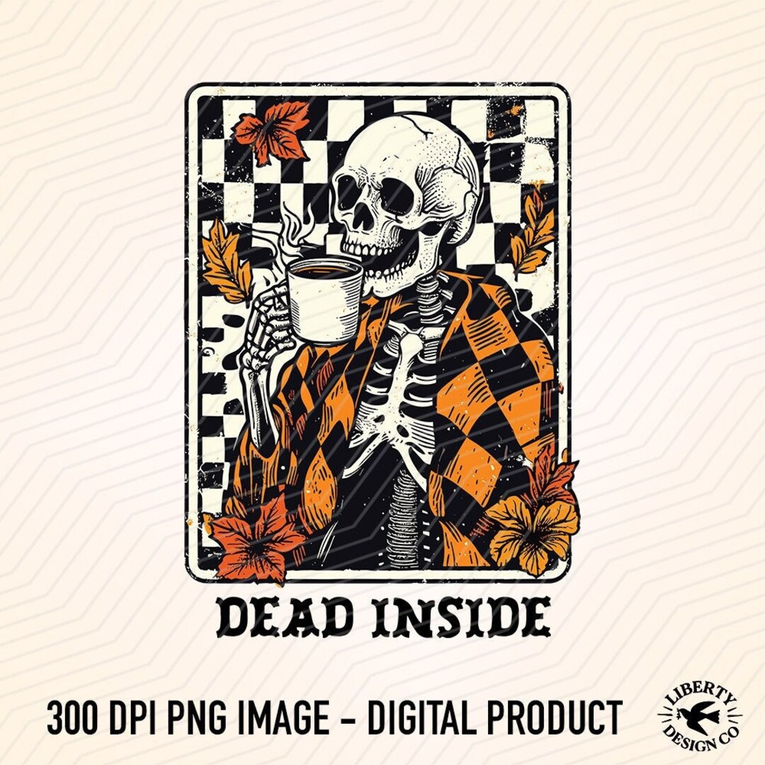 Retro Halloween Skeleton PNG, Dead Inside Tarot Design (digital ...