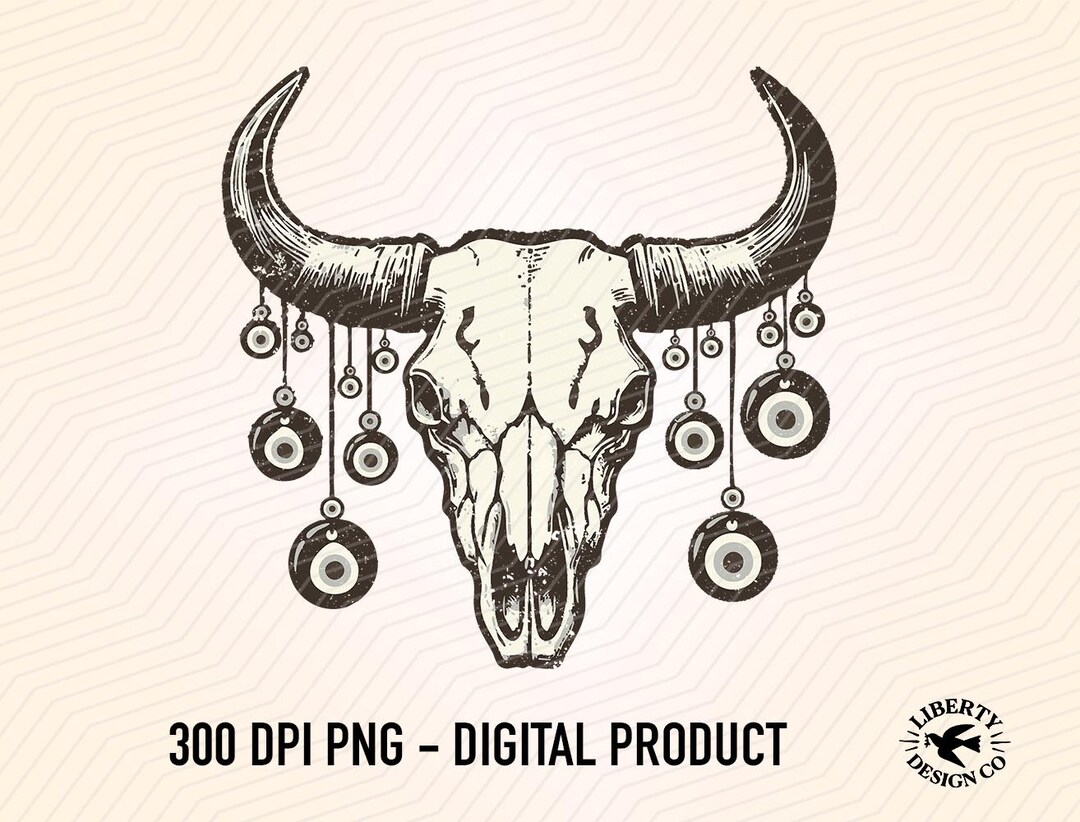 Cow Skull PNG: Vintage Western,evil Eye Bead,design (digital Download ...