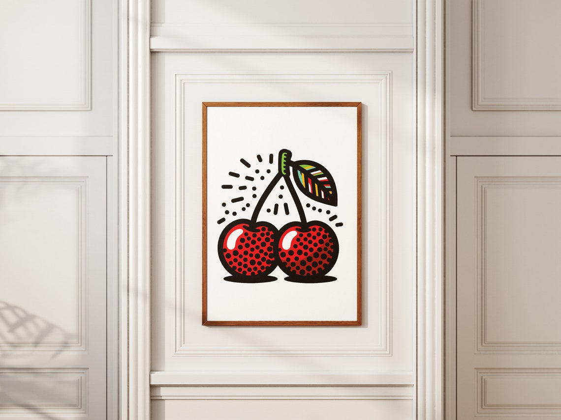 Pop Art Cherry Poster, Cherries Print, Trendy Printable Wall Art, Retro ...