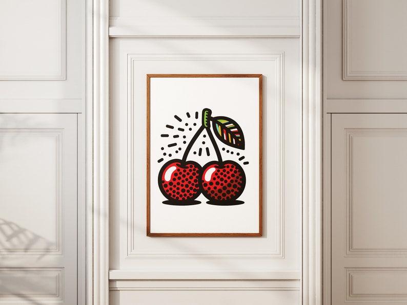 Pop Art Cherry Poster, Cherries Print, Trendy Printable Wall Art, Retro ...