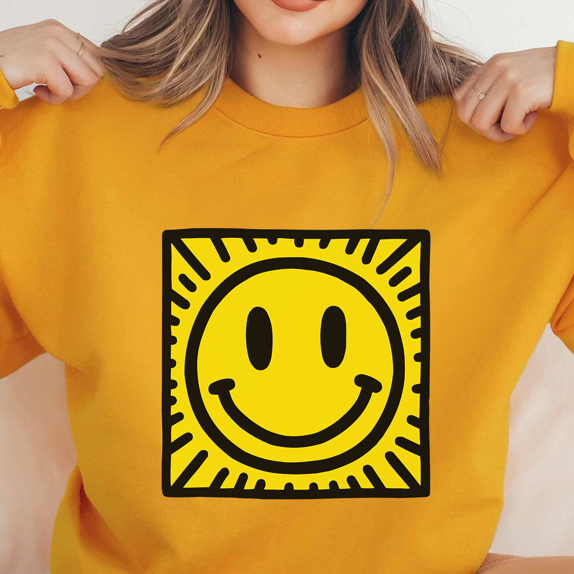 Smiley Face Clip Art Png , Yellow and Black Smiley , Digital Download ...