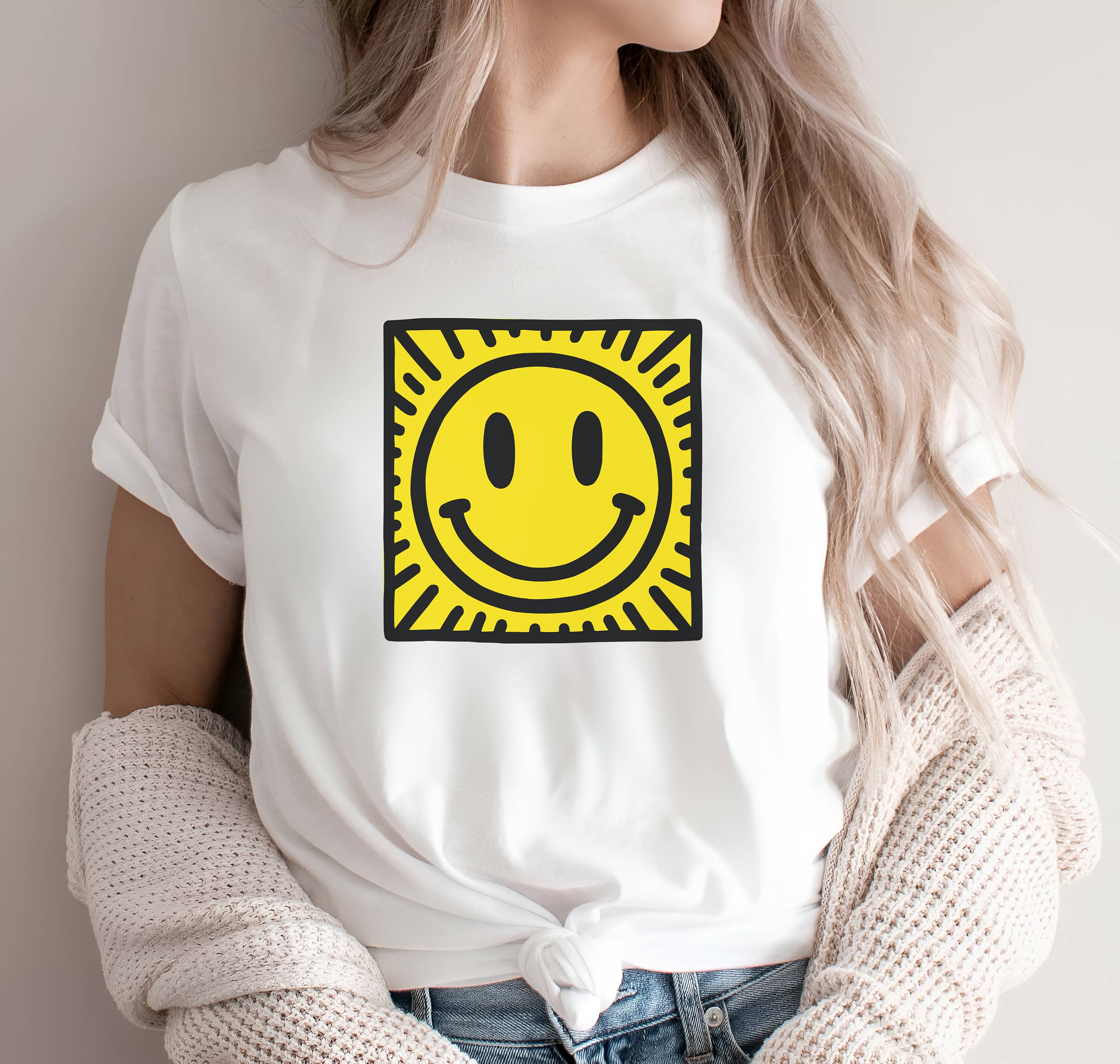 Smiley Face Clip Art Png , Yellow and Black Smiley , Digital Download ...