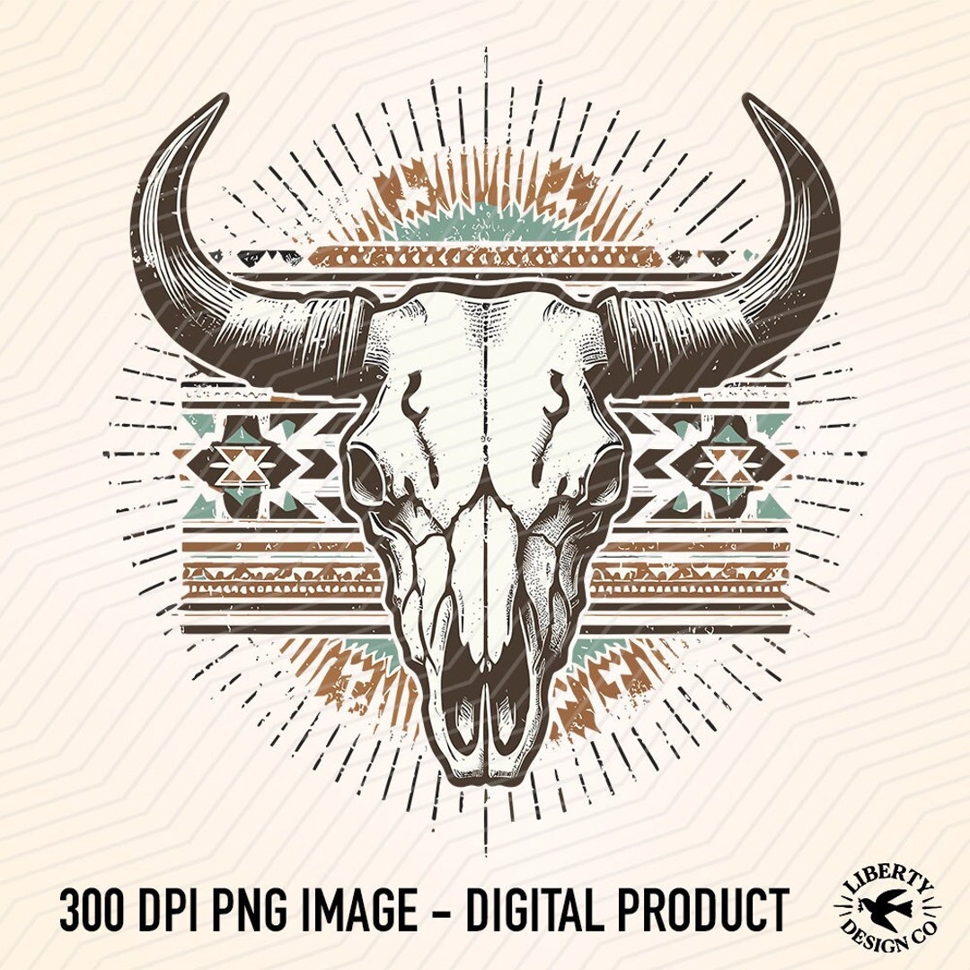 Cow Skull PNG: Vintage Western Aztec Design (digital Download) - Etsy
