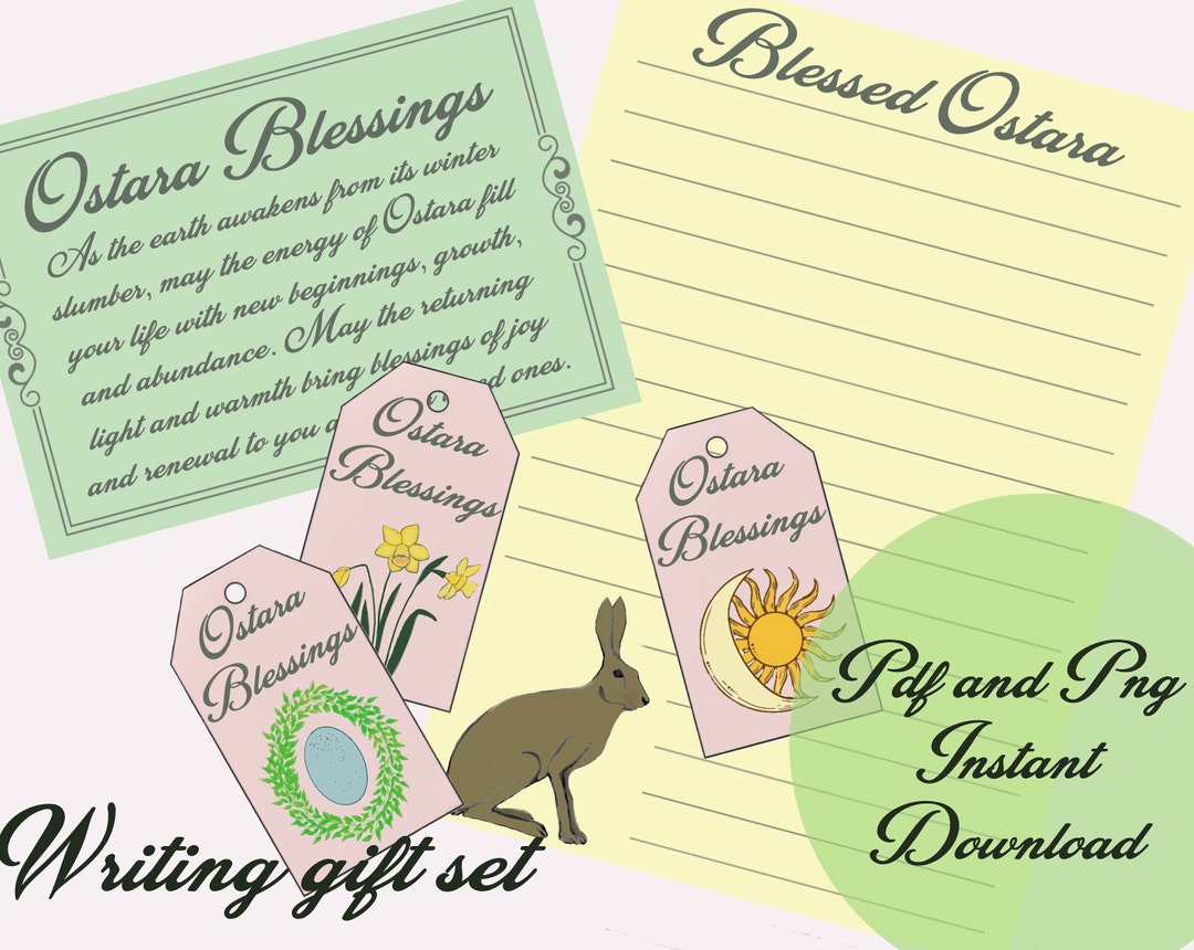 Ostara Writing , Gift Tags , Blessing Card Set Instant Download Pdf Png ...