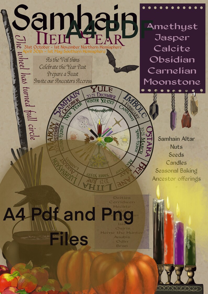 Samhain Poster A4 Print and Png Digital Download Sabbat Altar Art Celebrations Wiccan Pagan - Etsy