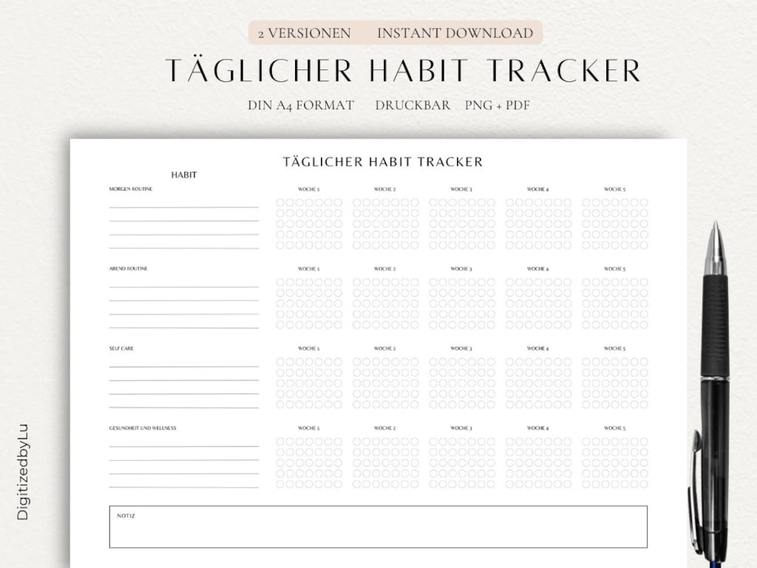 Daily Habit Tracker Printable, Habit Tracker Template, Routine Tracker ...