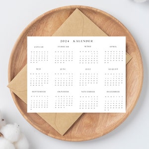 Printable 2024 Year Calendar, Year Overview Template, Printable ...