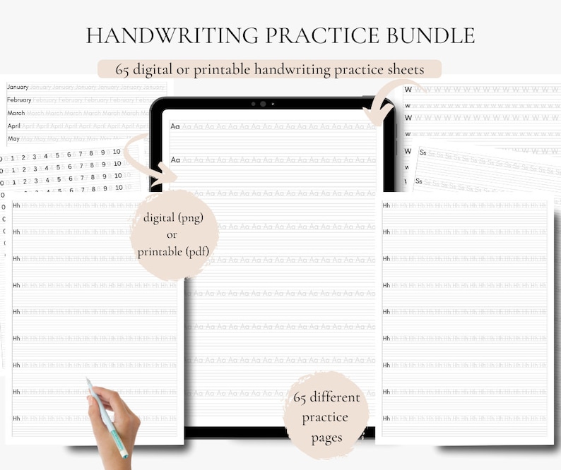 Printable Handwriting Practice Sheets, 65 Practice Pages Neat ...