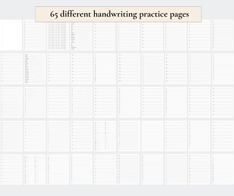 Printable Handwriting Practice Sheets, 65 Practice Pages Neat ...