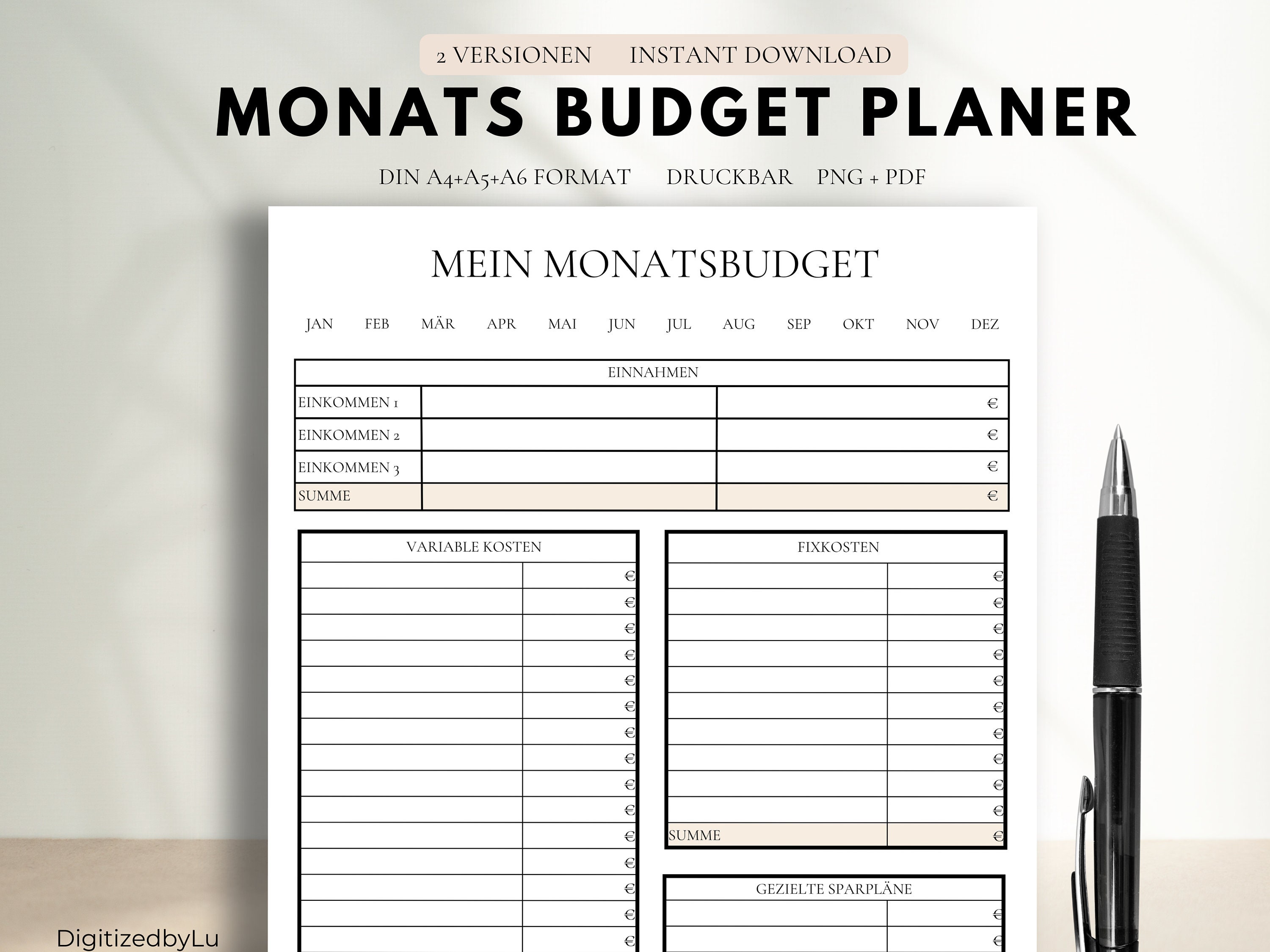 Budget Planer Deutsch, Finanzplaner zum Ausdrucken, Haushaltsbuch ...
