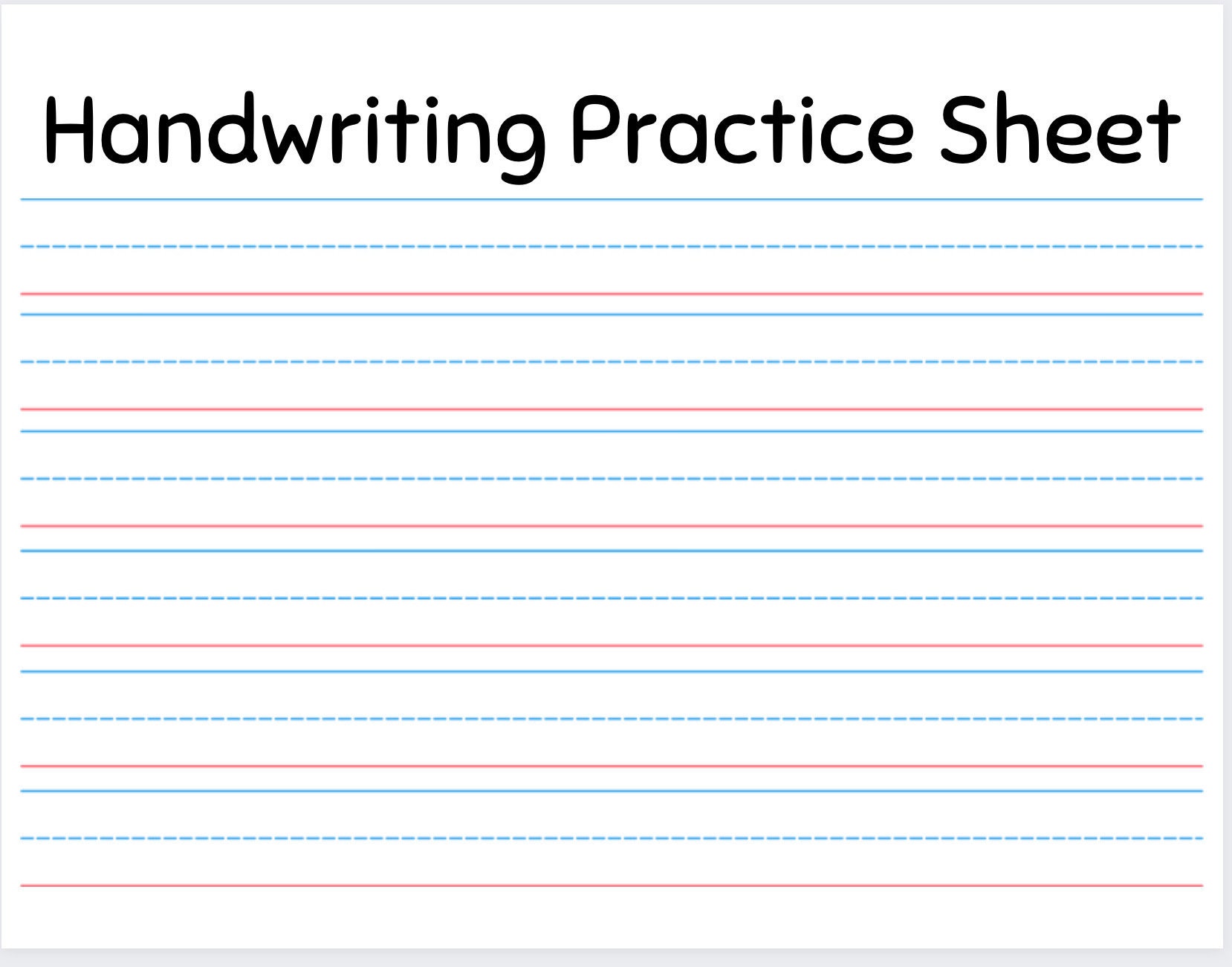 School Handwriting Template - Etsy