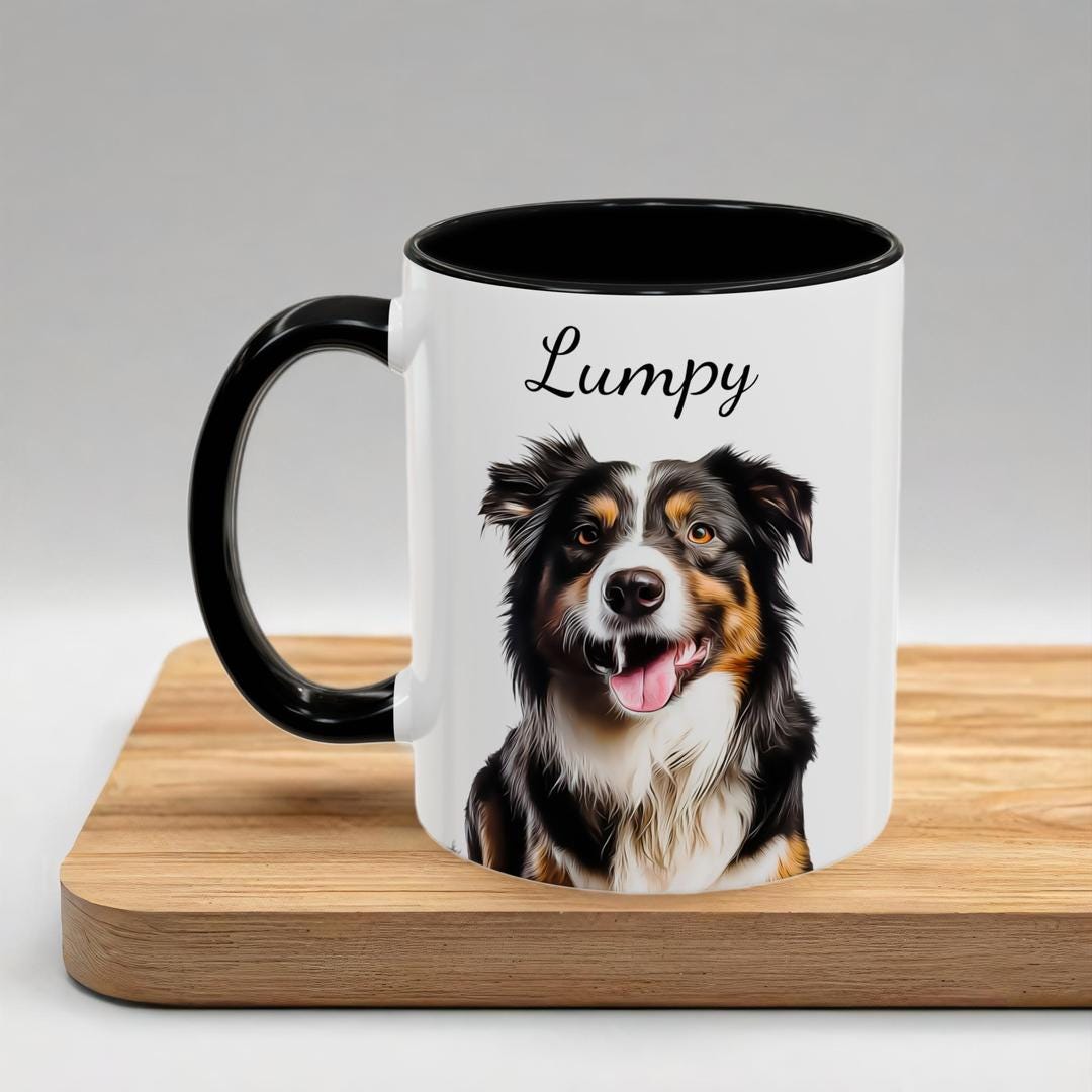 Custom Pet Memorial Mug – Personalized Dog Portrait With Name, Sympathy ...
