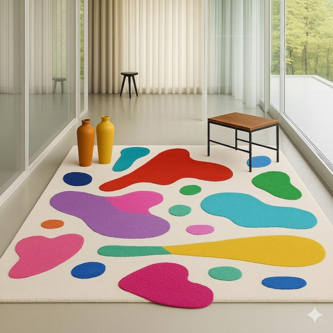 Colorful Blob Hand-tufted Rug | Modern Abstract Pop Art Area Carpet ...