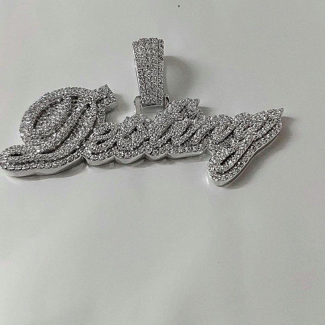 Real Moissanite Pendant| 3ctw Men's Customisable "name Pendant"| Custom ...