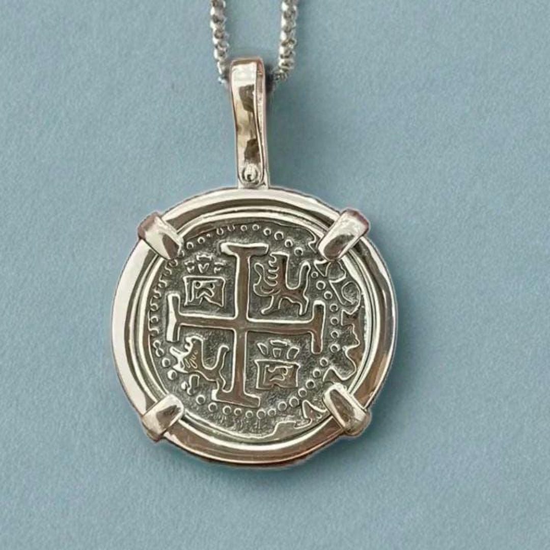 ATOCHA Solid Silver Coin Pendant | Authentic Treasure Jewelry | 952 ...