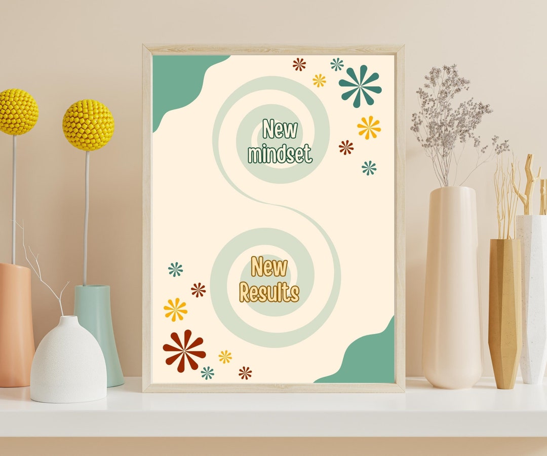Retro Positive Mindset Poster, Therapy Office Art, Mental Health Poster ...
