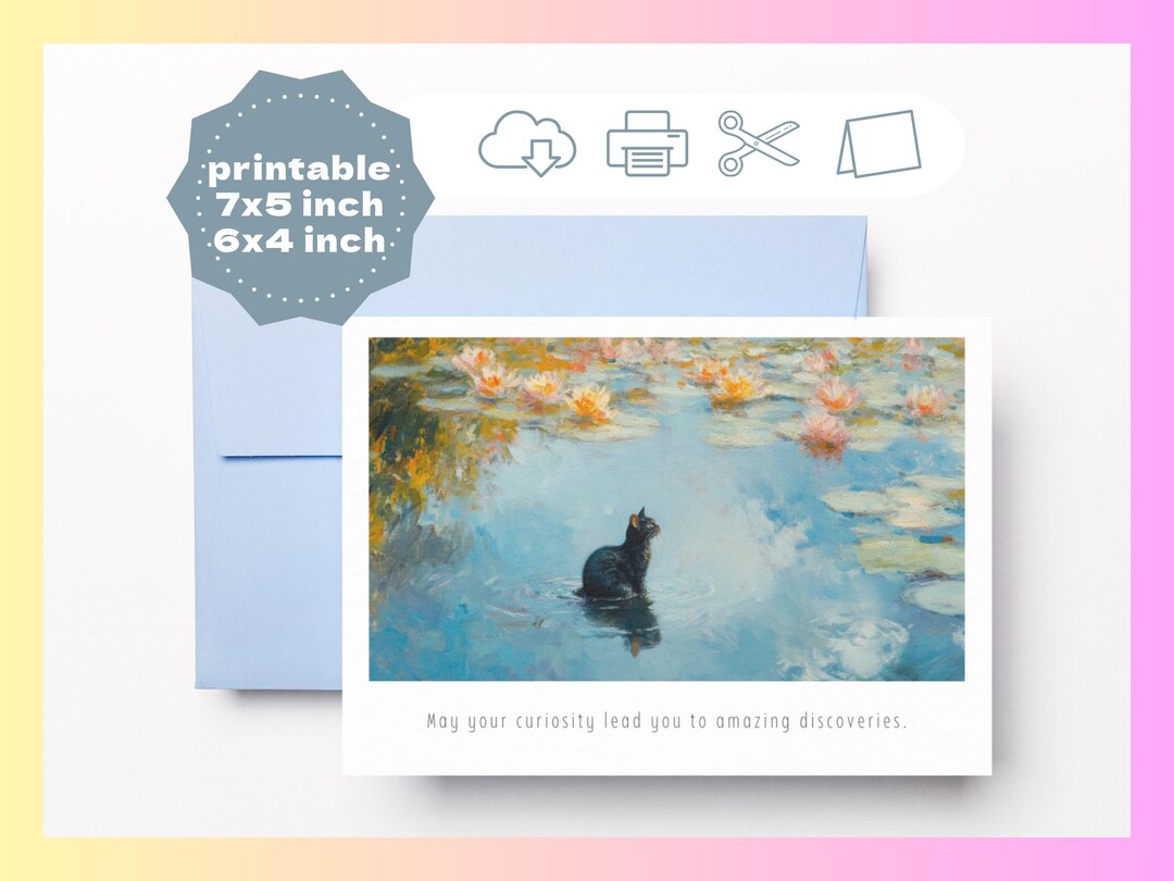 Printable Welcome Folded Card | Cat,new Beginnings,student,friend ...