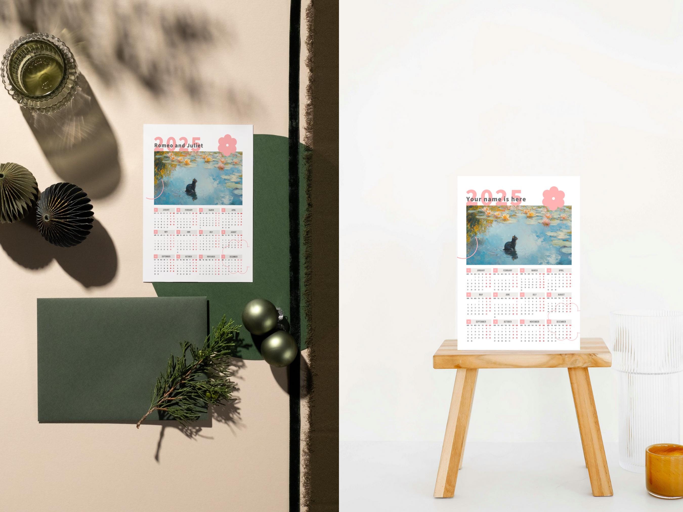 Cats in Water Lilies | Monet | 2025 Printable Calendar | Custom Order ...