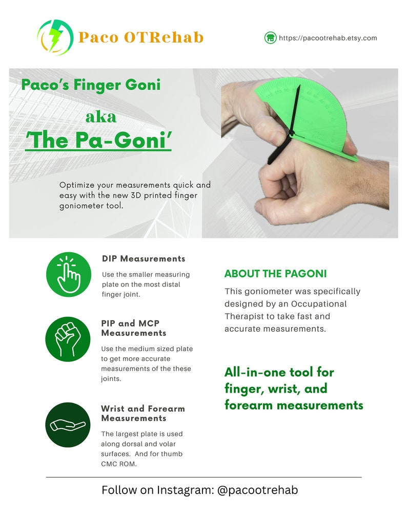 Pagoni Finger Goniometer Measuring Tool, 3D Printed Measuring Tool ...