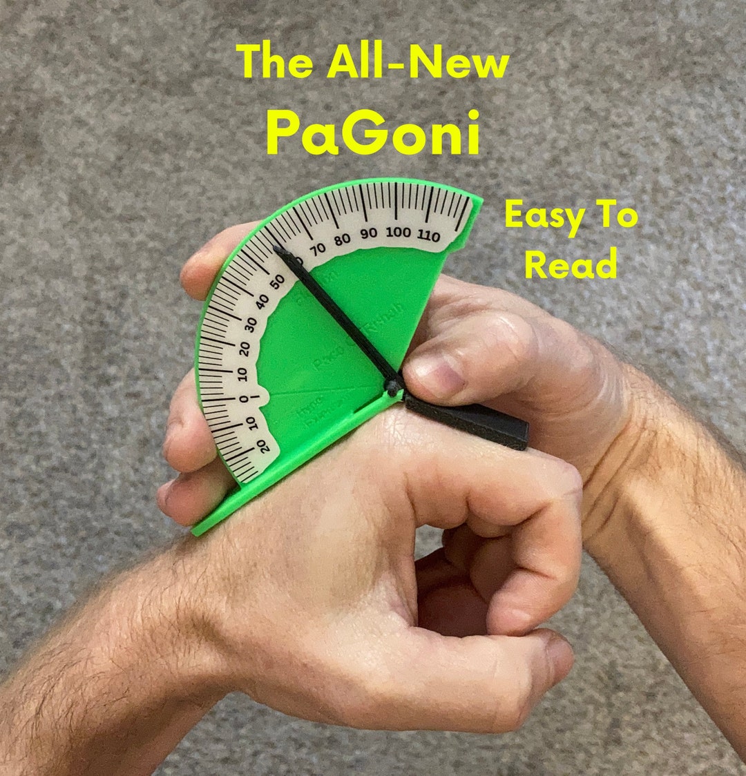 NEW Easy to Read - Pagoni Finger Goniometer Measuring Tool, 3D Printed ...