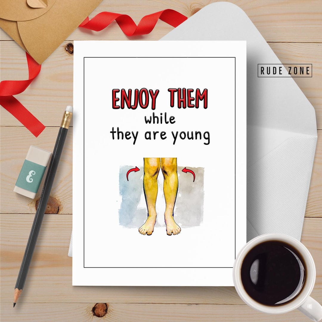 Funny 'enjoy Them Knees' Birthday Card: Quirky Rude Humor - Etsy