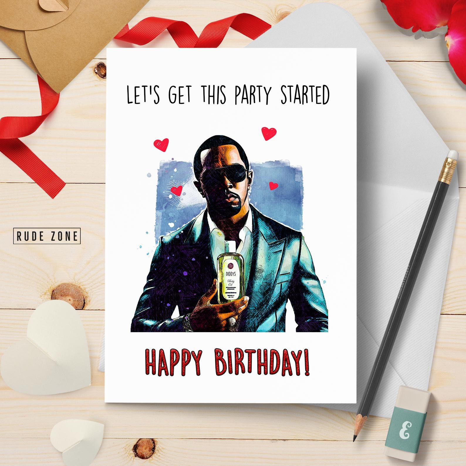 Funny Diddy Greeting Card | Diddy Party Oil | Birthday Card Birthday ...