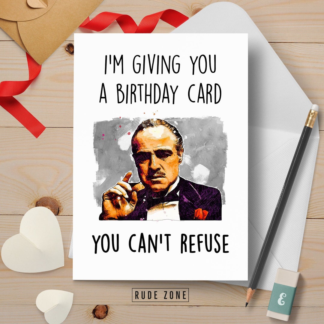 Godfather Birthday Card - Marlon Brando Inspired, for Dad & Grandfather ...
