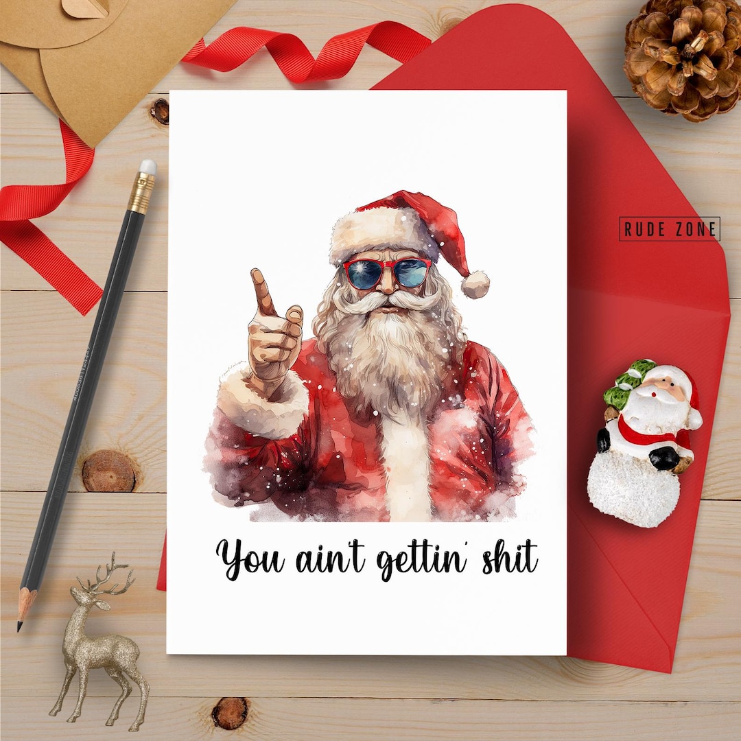 Funny Santa Christmas Card: Rude Holiday Greeting, Personalized - Etsy
