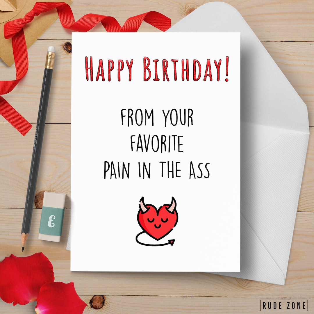 Funny Birthday Card for Parents: Pain in the Ass, Custom Message - Etsy