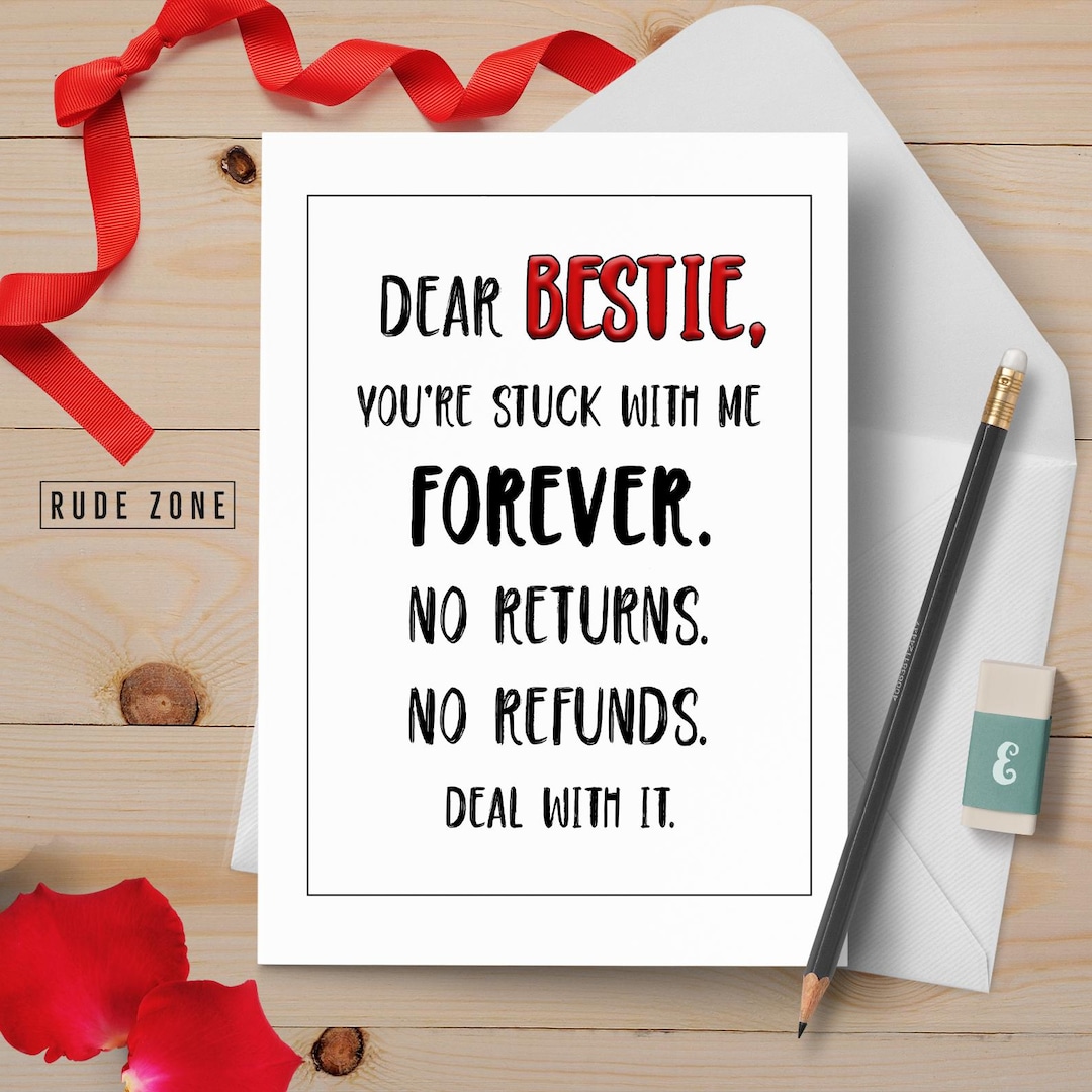 Funny Best Friend Card | Friendship Card | Besties Forever | Great Gift ...