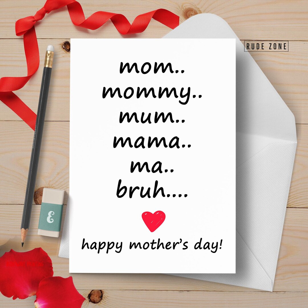 Funny Mother's Day Card, Mean Card for Mom, Rude Mother's Day Card ...