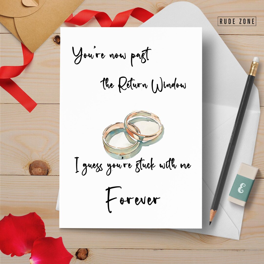 Funny Anniversary Card: "past the Return Window" Romantic Watercolor ...