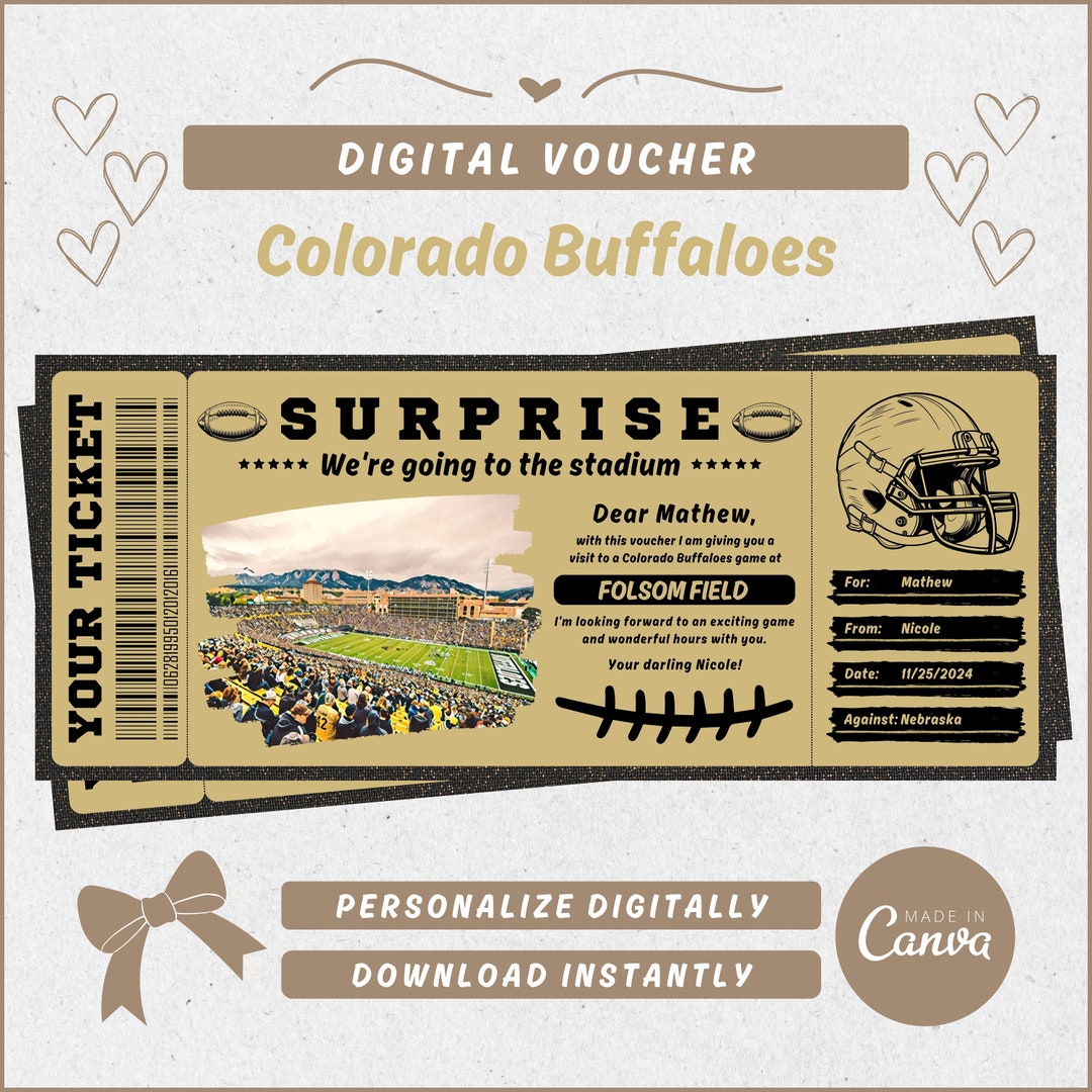 Voucher Buffaloes American Football Gift Template, Colorado, English ...