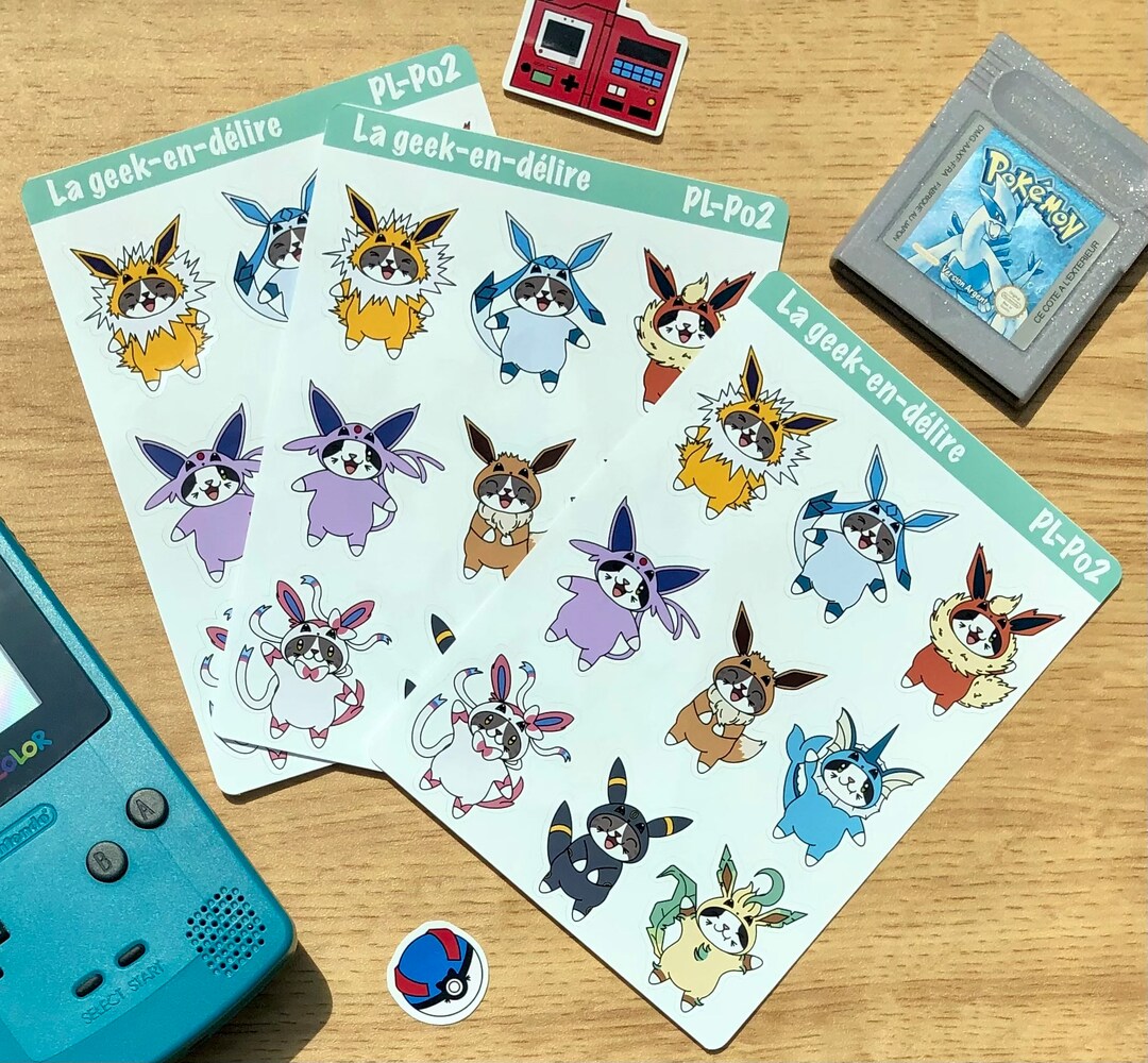 Sheet of Eevee Stickers and Its Evolutions, Evolitions Stickers, Pokémon Stickers - Etsy