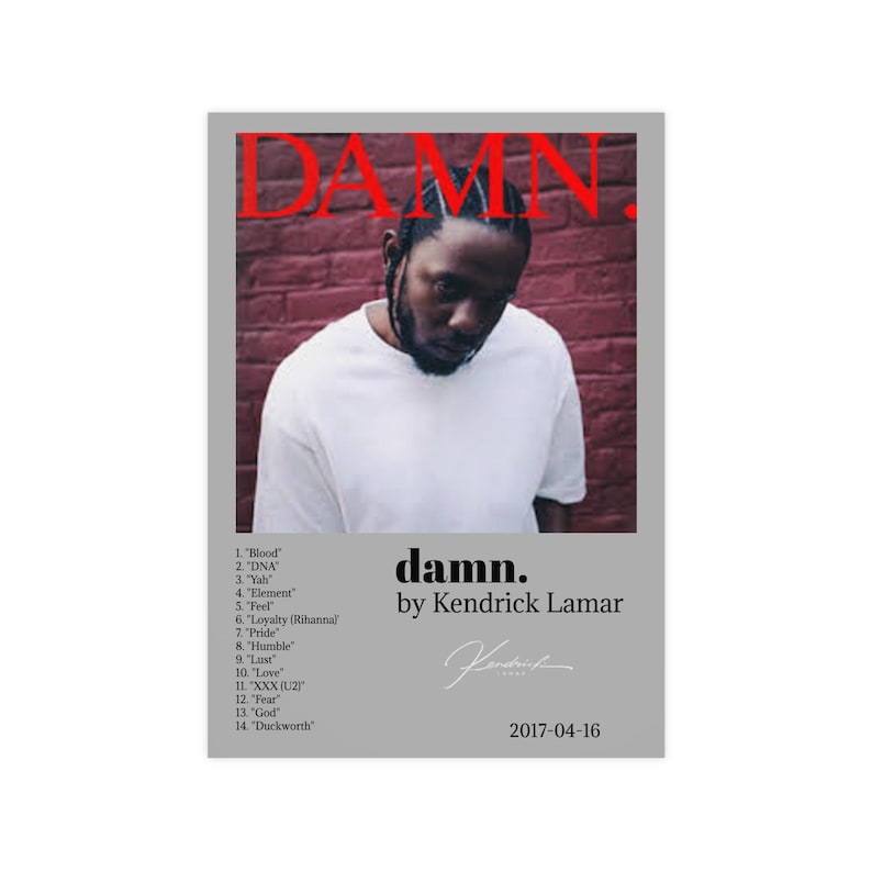 Damn. Kendrick Lamar Album Poster - Etsy