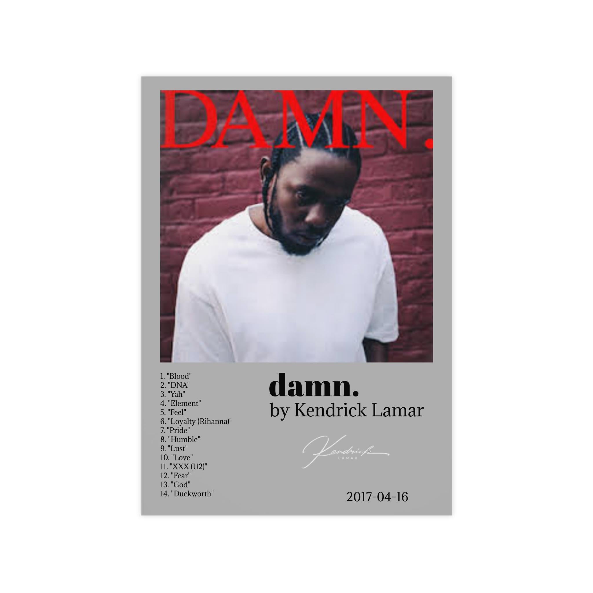 Damn. Kendrick Lamar Album Poster - Etsy