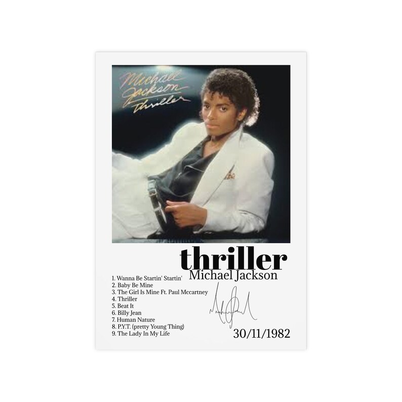 Michael Jackson Thriller Poster, Music Memorabilia Wall Art Print ...