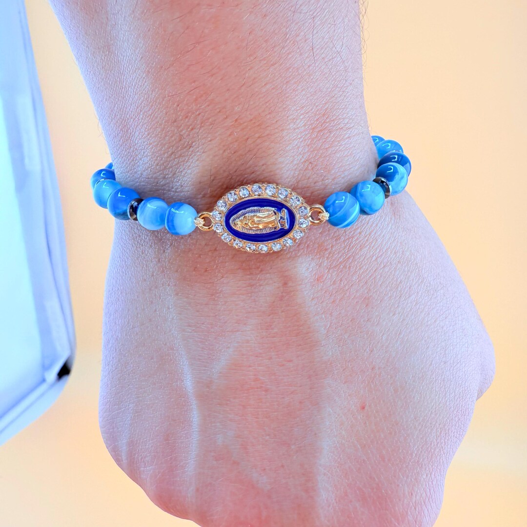Virgin Mary Bracelet | Virgen Maria | Various Colors | Agate Gemstone ...
