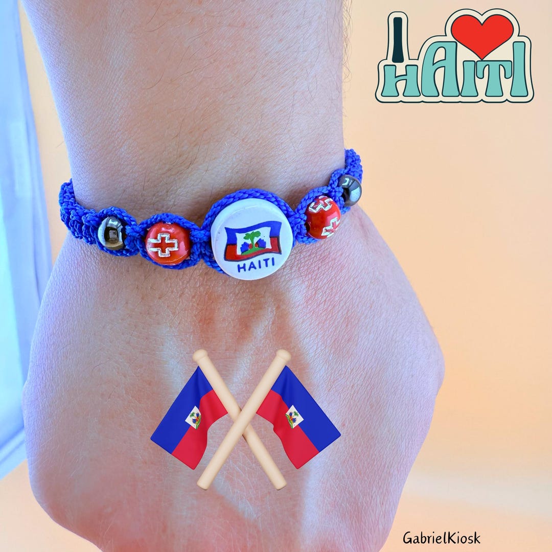 Haitian Flag Bracelet | Adjustable | Haiti Flag | Beaded Bracelet ...
