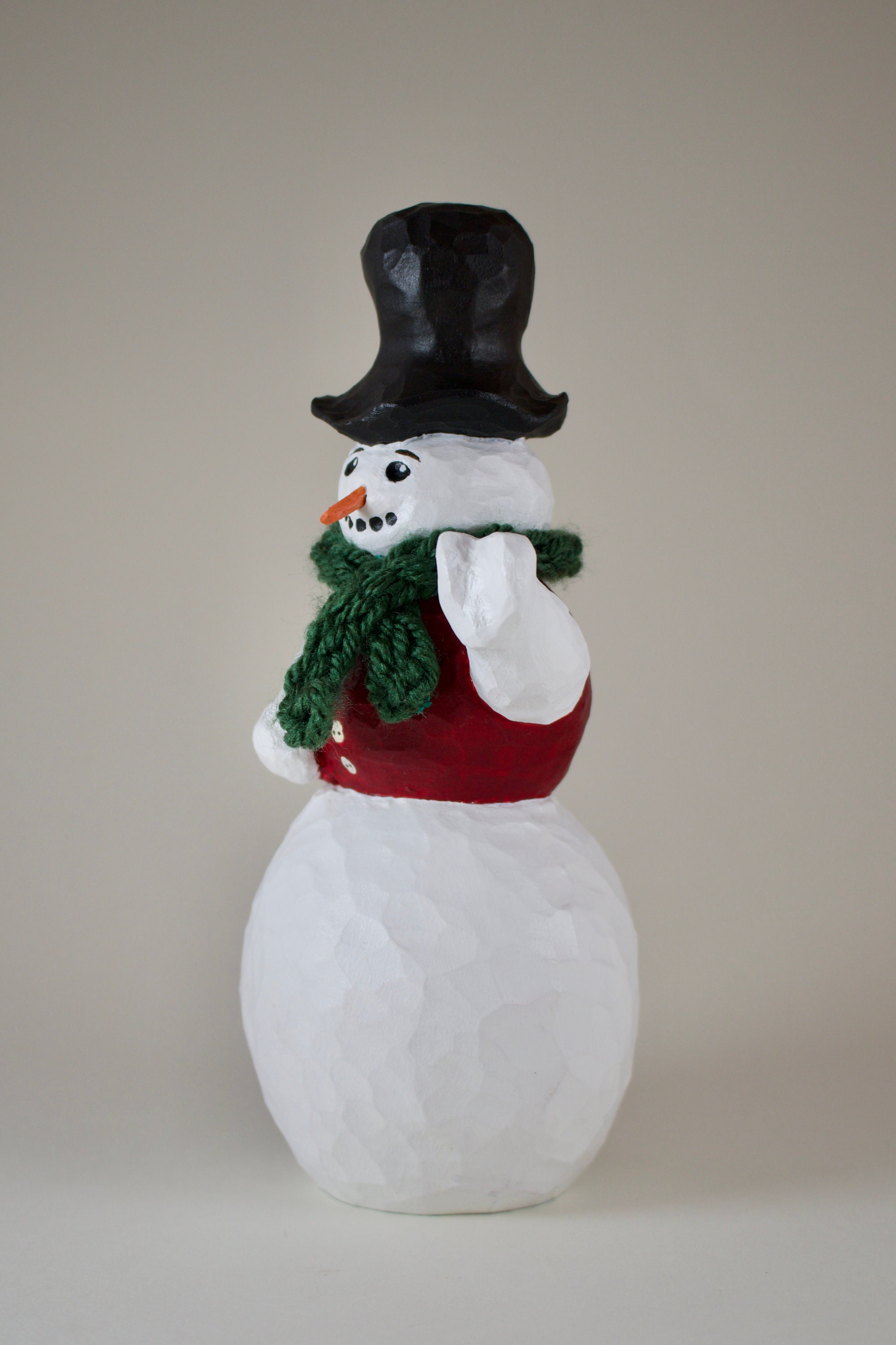 Snowman Statue Cast From an Original Woodcarving Hand Painted Bonded ...