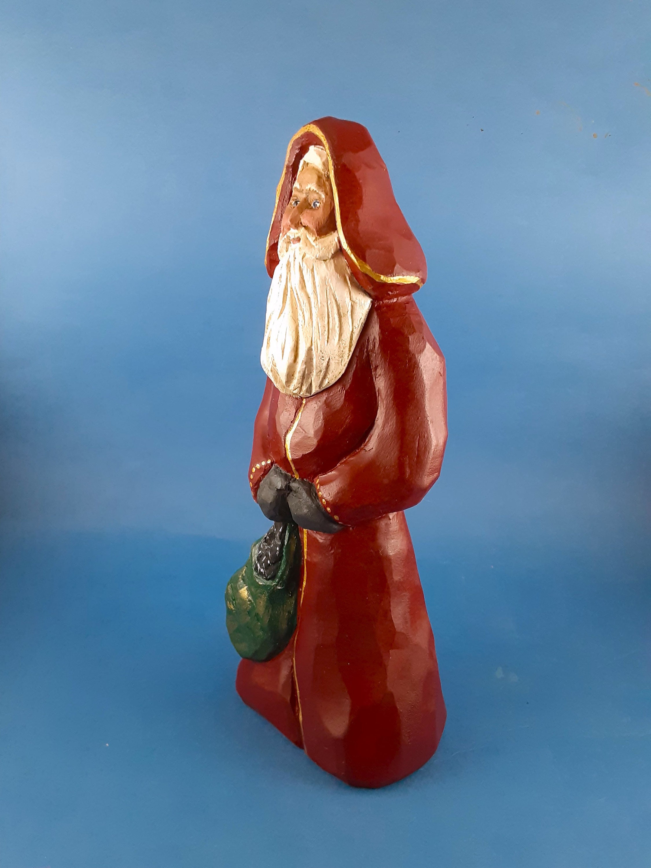 Santa as Father Christmas With His Coal Hand Carved in Wood One of a ...