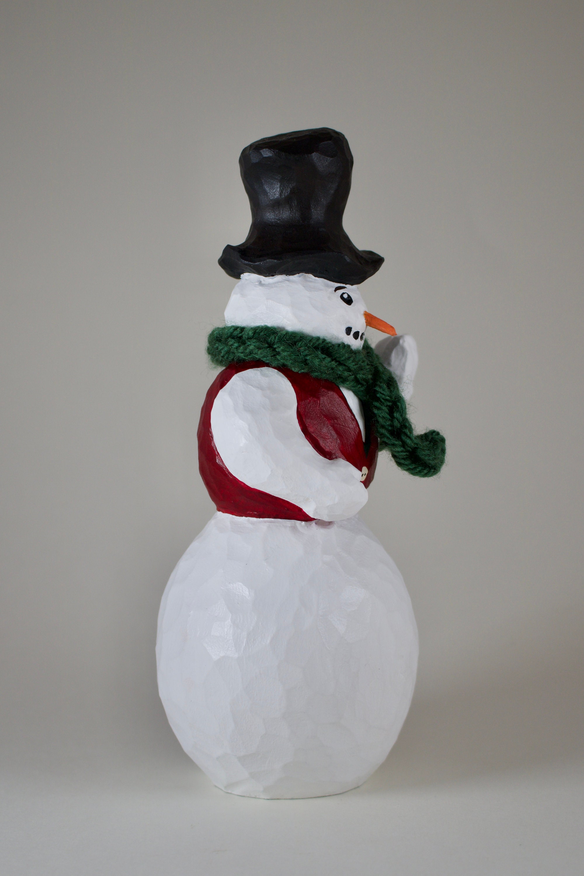 Snowman Statue Cast From an Original Woodcarving Hand Painted Bonded ...
